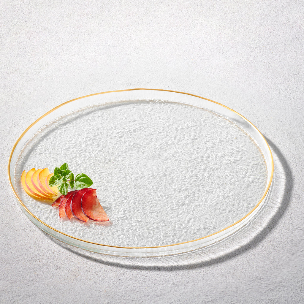 Hammered, Glass Charger with Lip and Colored Edge – Vikko